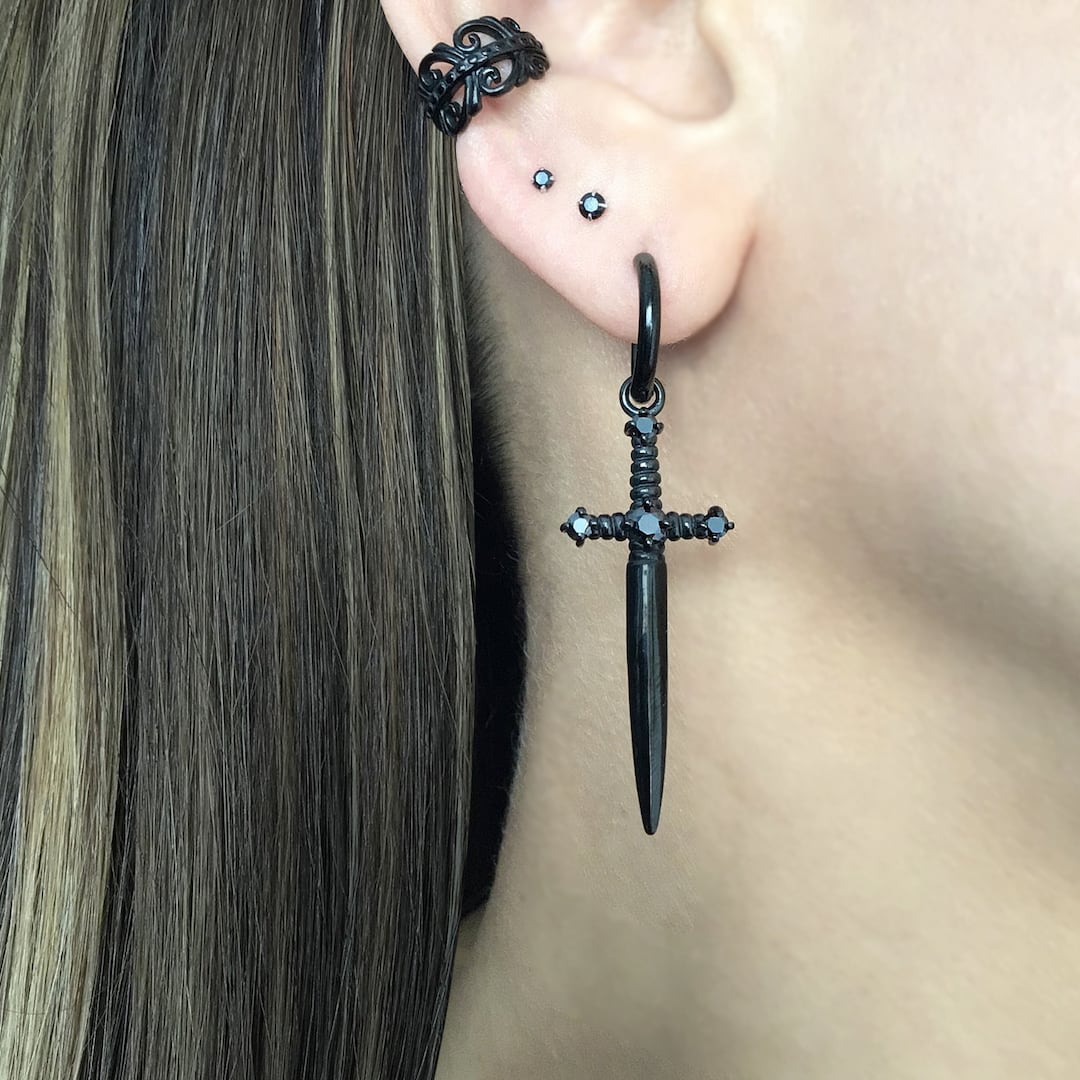 Sword Hoop Earrings, Sword Hoops, Sword Earrings, Dagger Earring ...