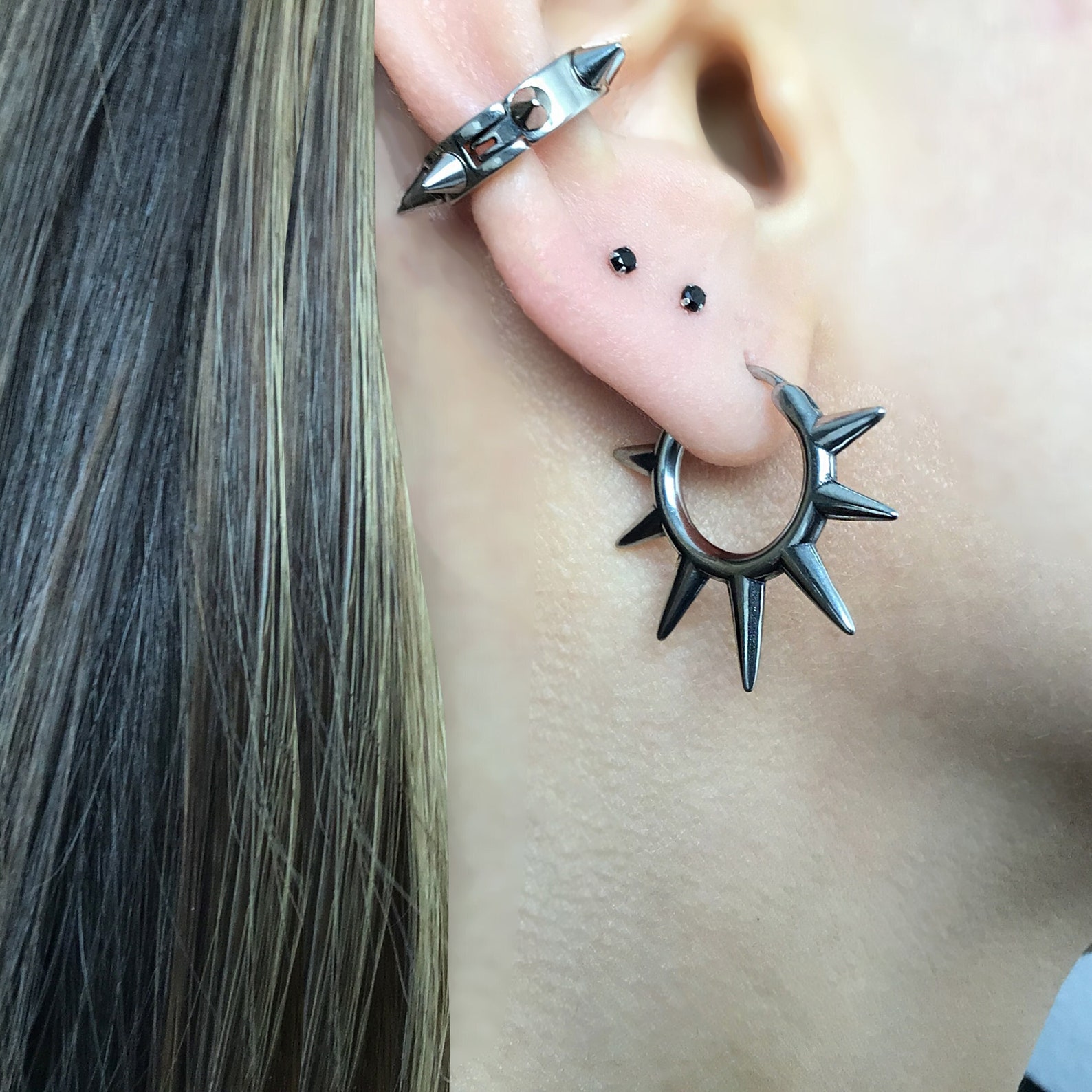 Spike Hoop Earrings Spike Earrings Spiky Hoops Gothic - Etsy