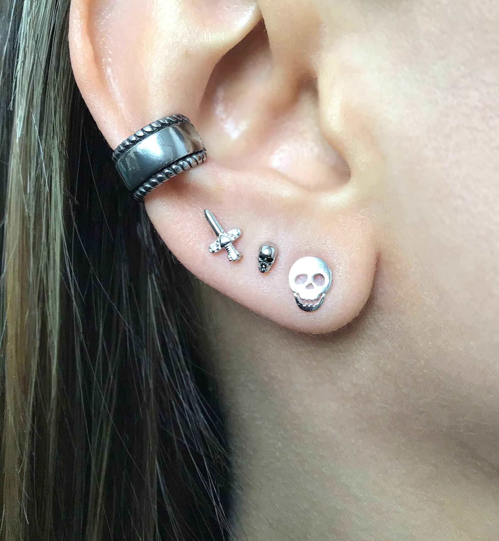 Sterling Silver Skull Earrings Skull Studs Skull Jewelry - Etsy