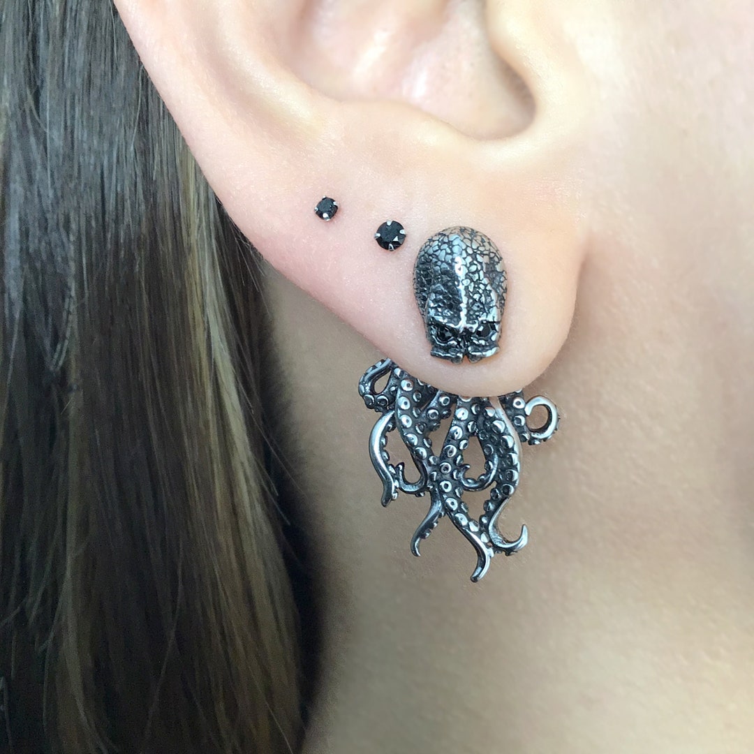 Octopus Front Back Earrings, Octopus Earrings, Gothic Earring,octopus ...