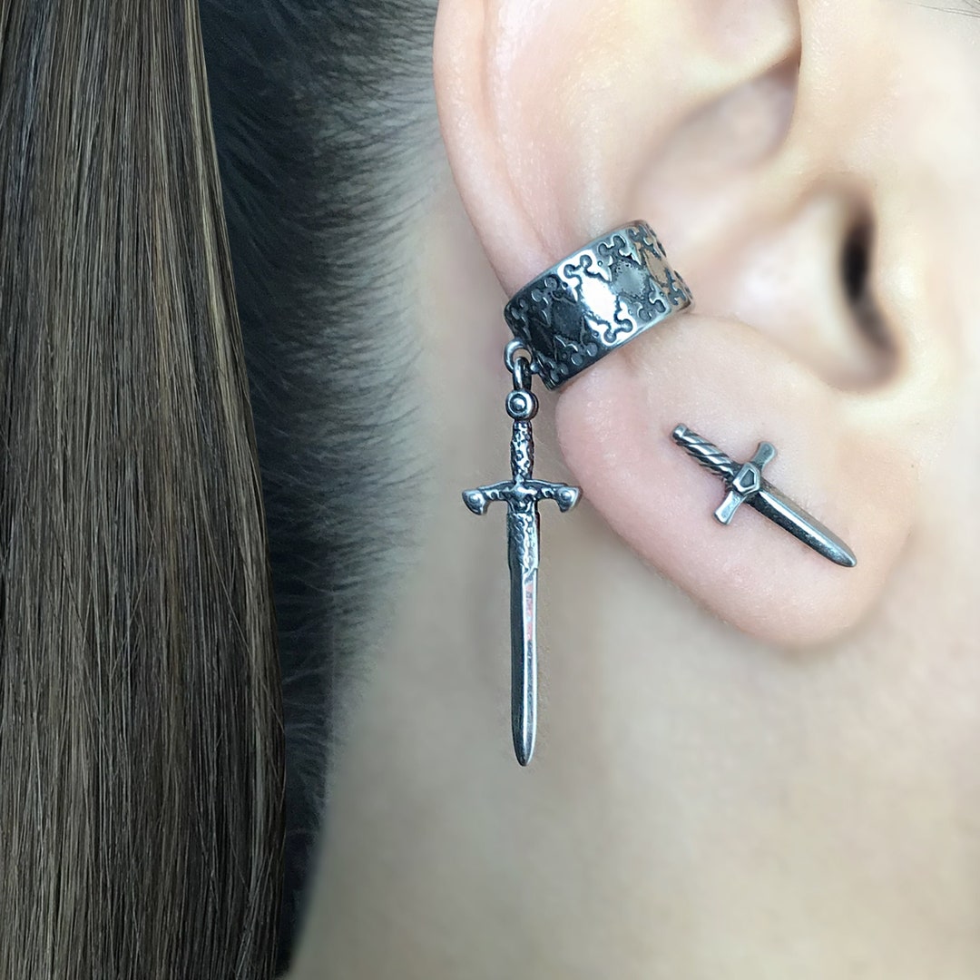 Sword Ear Cuff in Silver, Sword Cuff, Gothic Ear Cuff, Dagger Ear Cuff ...