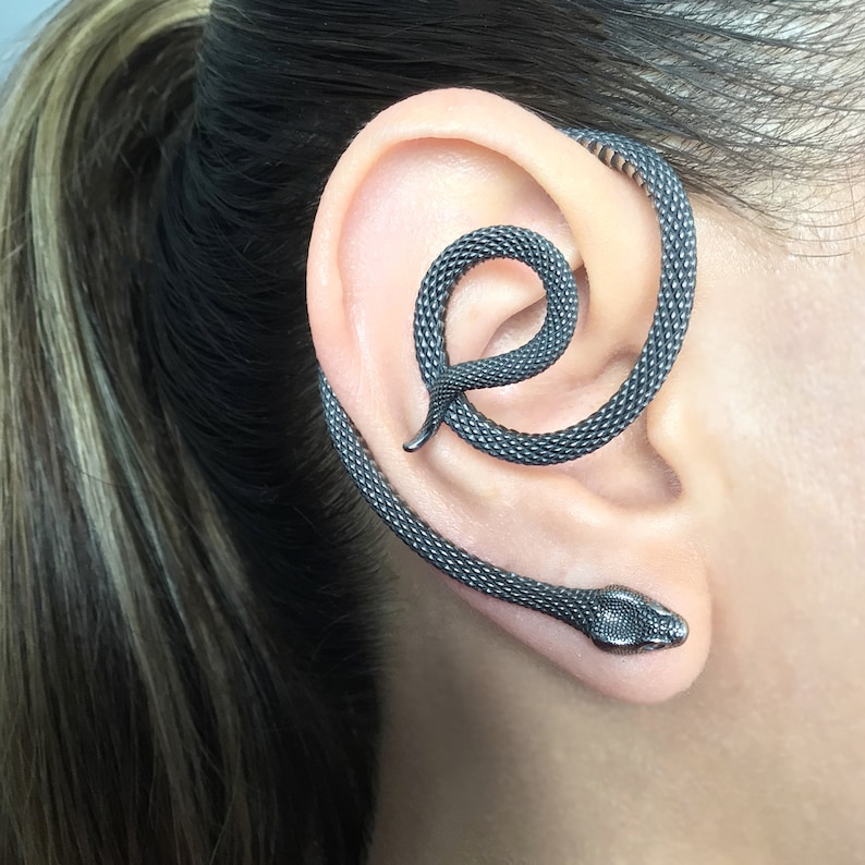 Snake Ear Wrap ,gothic Serpent Earring, Single Ear Cuff, Goth Stainless ...