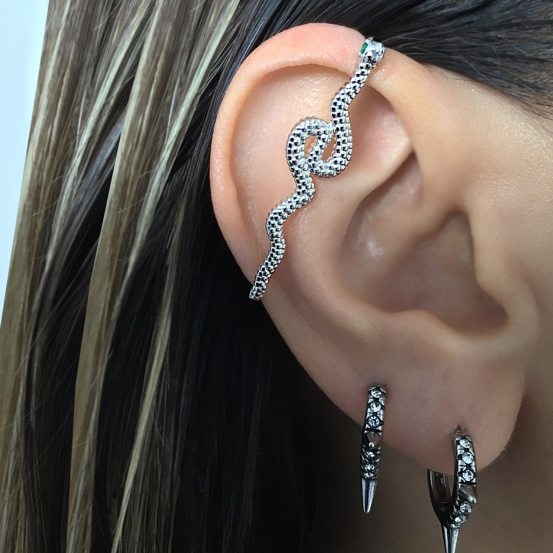 Snake Ear Cuff in Sterling Silver , Ear Cuff, Snake Ear Cuff, Snake ...