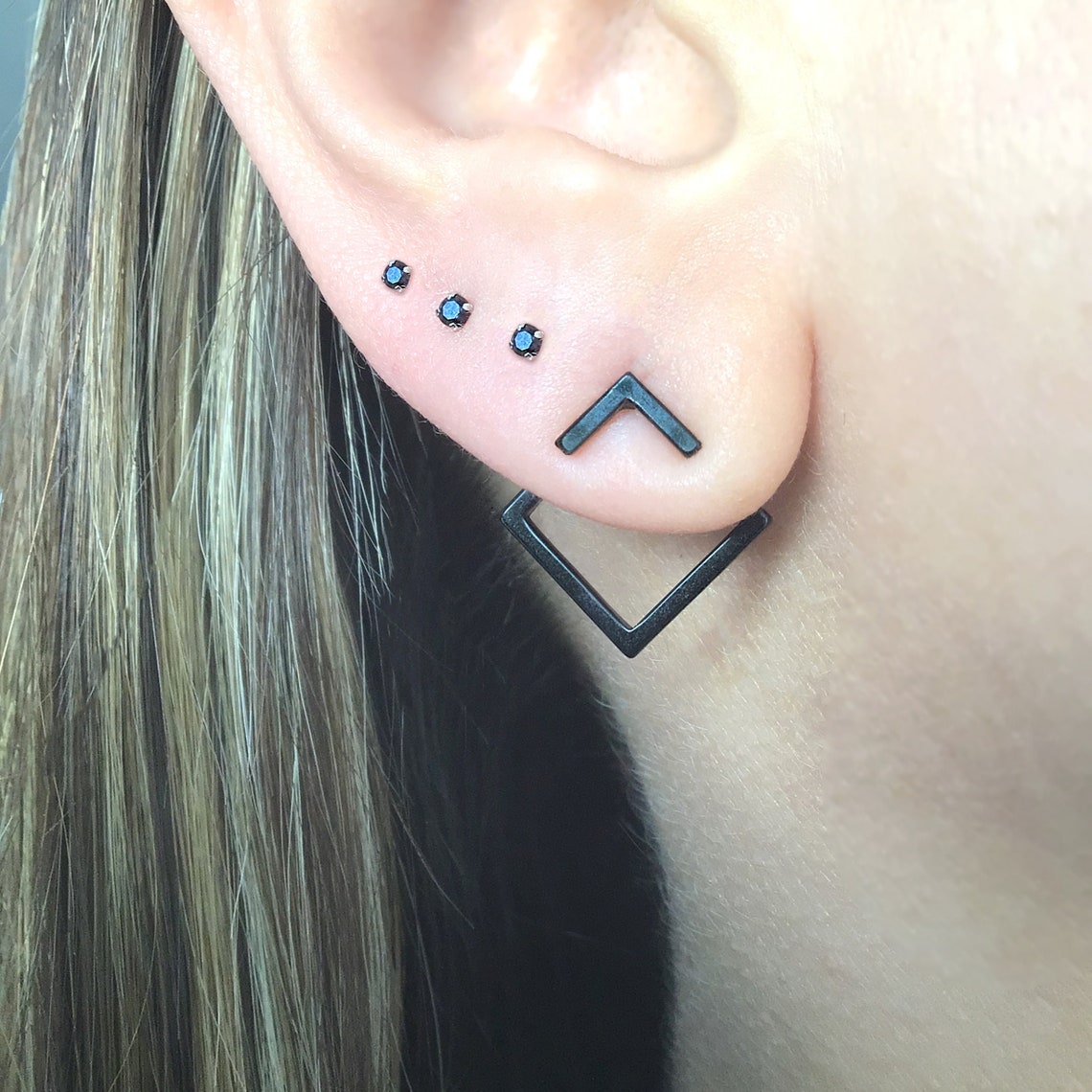 Front and Back Earrings, Stainless Steel Earrings, Gothic Jewelry, Ear ...