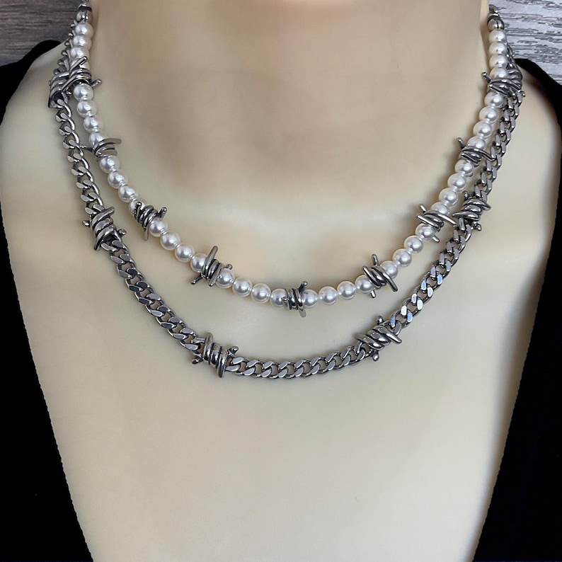 Barbed Wire Cuban Chain ,barbed Wire Necklace, Goth Necklace ,unisex ...