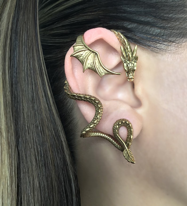 Dragon Ear Cuff, Gothic Ear Wrap, Goth Stainless Steel Jewelry, Unisex ...