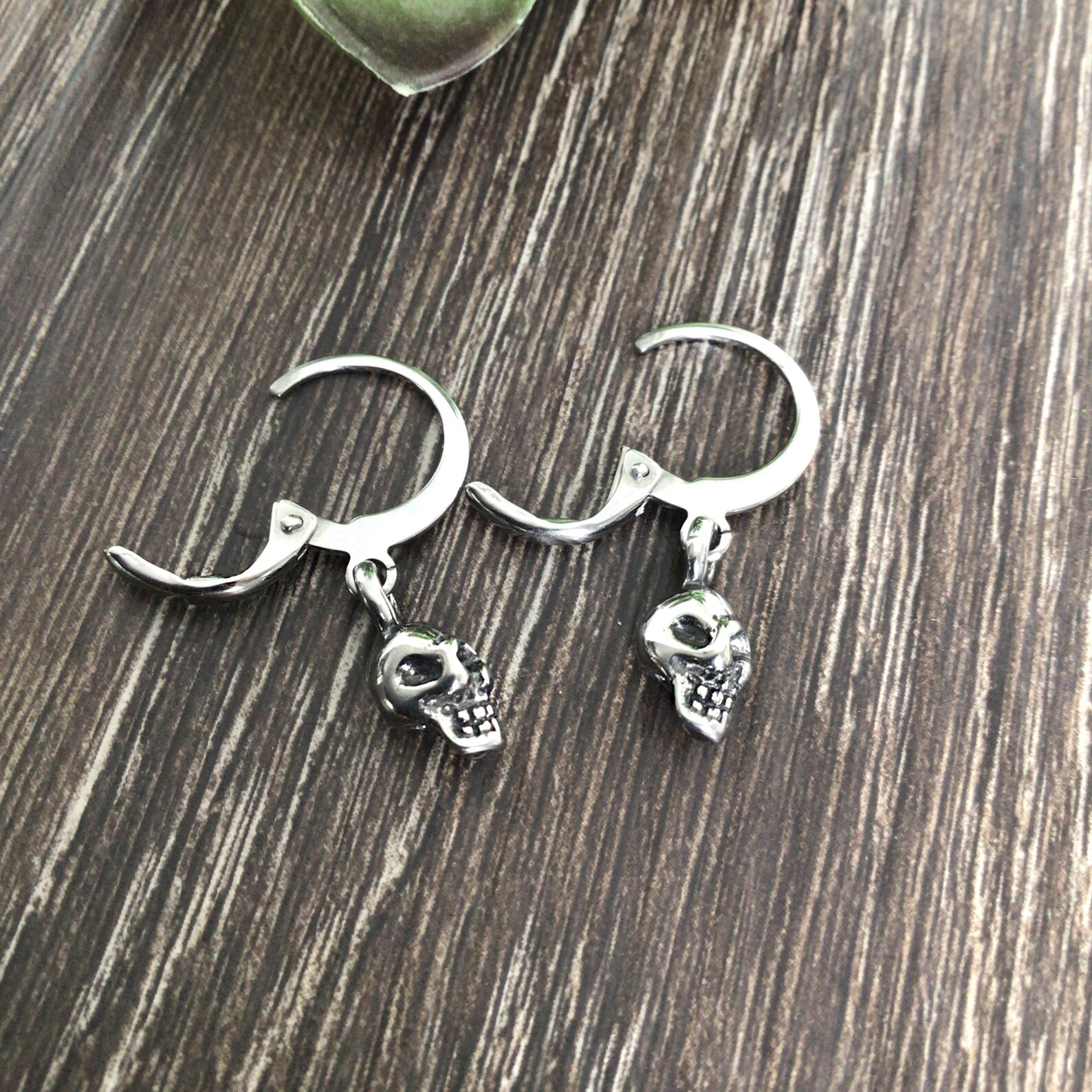 Oxidized Skull Hoop Earrings Hoop Earrings Huggie Earrings | Etsy