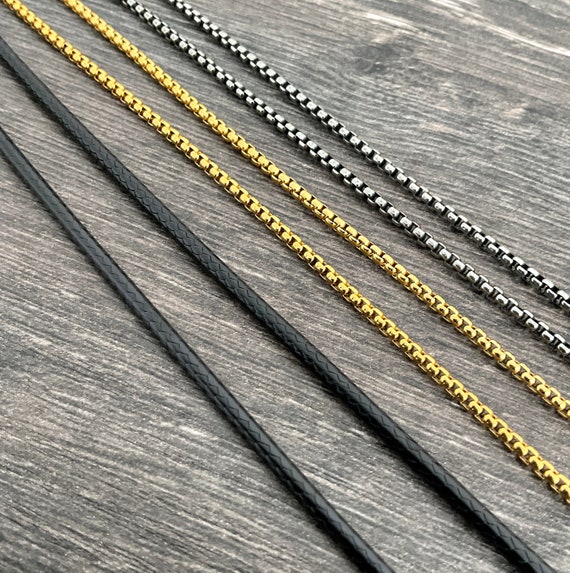Box Chain Stainless Steel Box Chain Cord Necklace Black - Etsy
