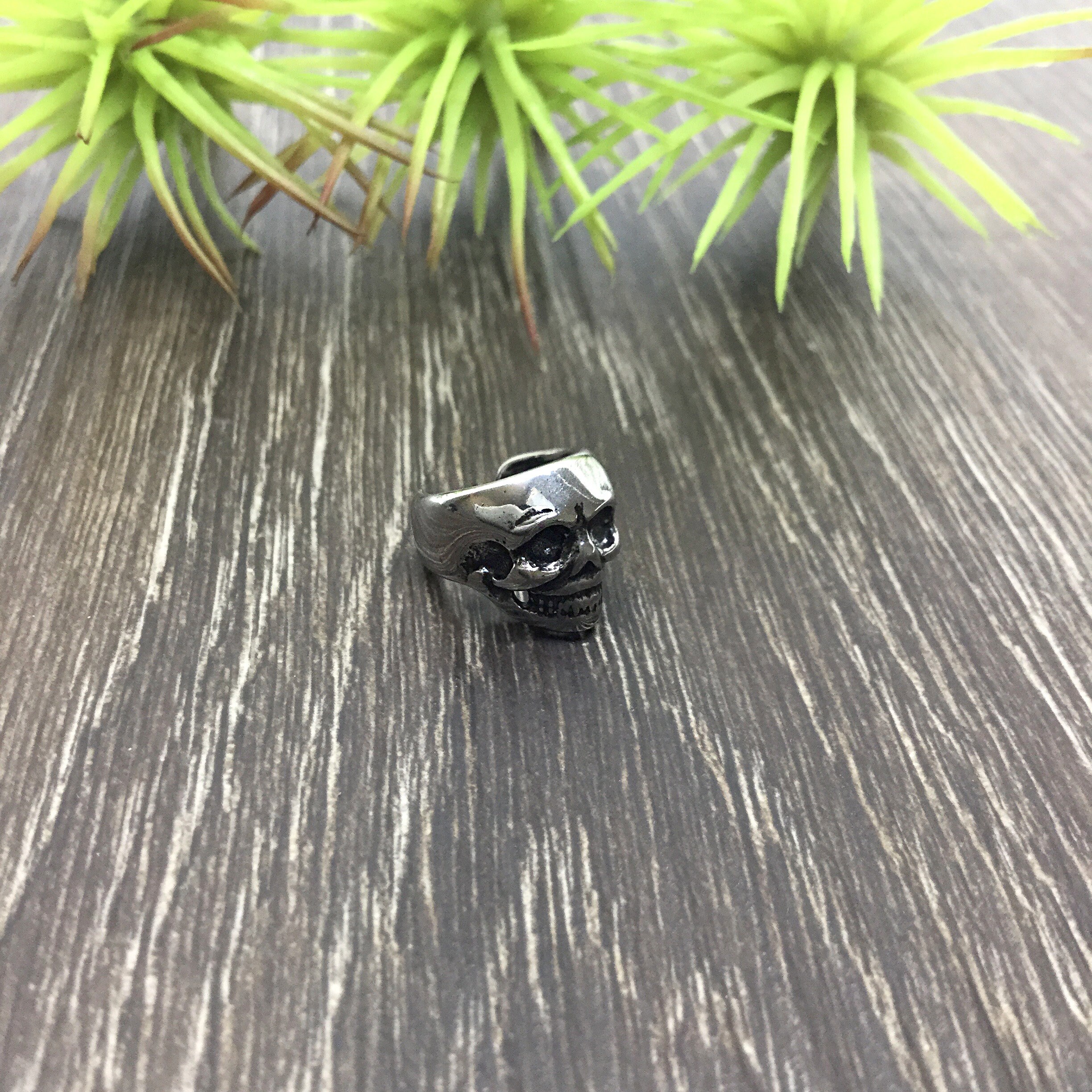 Skull Ear Cuff, Stainless Steel Gothic Earring, No Piercing - Etsy