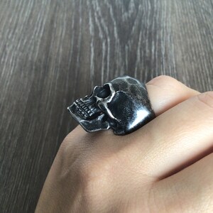 Skull Ring, Large Hammered Skull Ring,stainless Steel Skull Ring ...