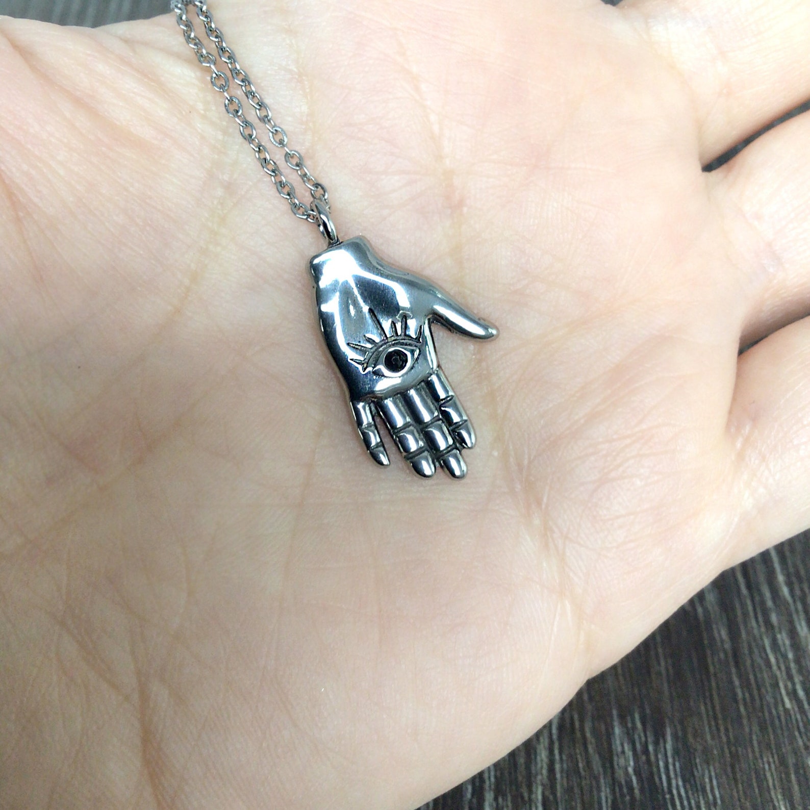 Palm With Eye Necklace Hamsa Hand Necklace Protection Palm - Etsy