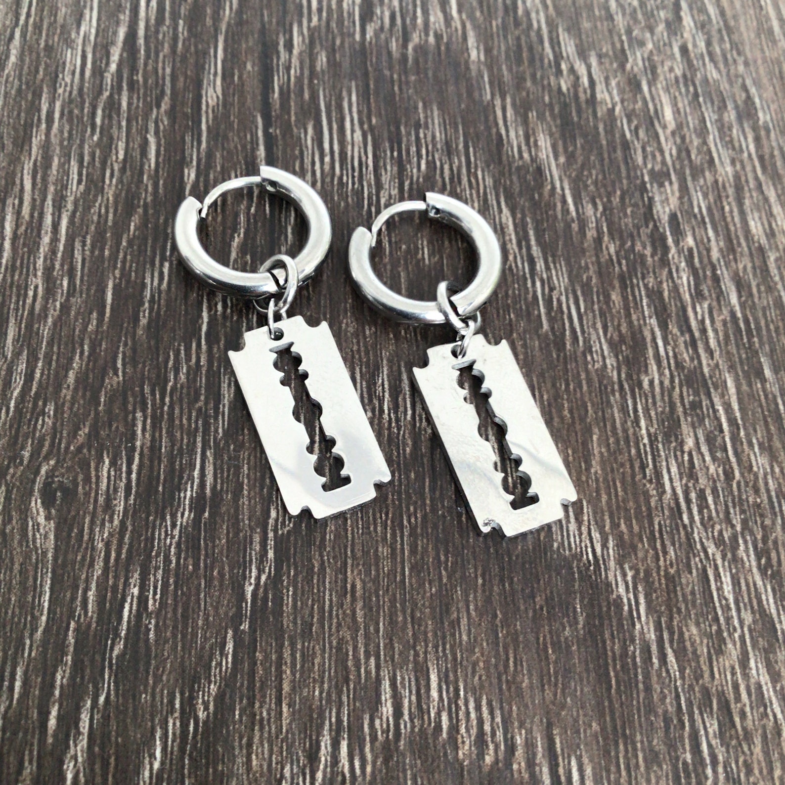 Razor Hoop Earring Blade Hoop Earrings Hoop Earrings Gothic - Etsy