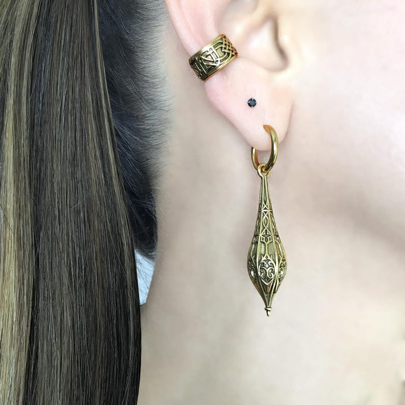 Gothic Cathedral Pillar Hoop Earrings, Gothic Spike Lena Hoop Earrings ...