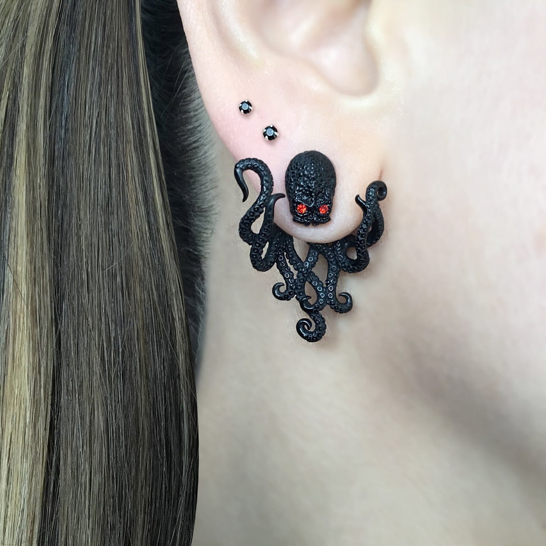 Octopus Ear Jacket With Crawling Tentacles, Octopus Earring, Gothic ...
