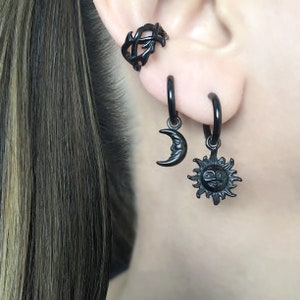 Sun and Moon Hoop Earrings, Sun Hoop Earrings, Hoop Earrings, Gothic Jewelry, Celestial Jewelry ...