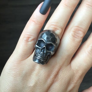 Skull Ring, Large Hammered Skull Ring,stainless Steel Skull Ring ...