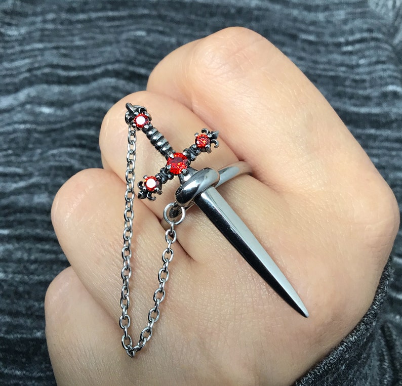 Ruby Red Sword Ring Dagger Ring Sword Jewelry Gothic Ring - Etsy
