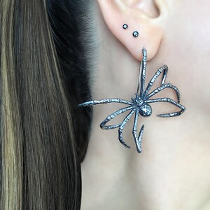 Spider Earring, Black Spider Earring, Large Spider Earrings, Gothic Earrings, Gothic Jewelry ...