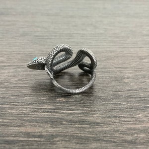 Snake Ring,snake Ring With Eaquamarine CZ Eye, Serpent Ring, Snake Ring ...