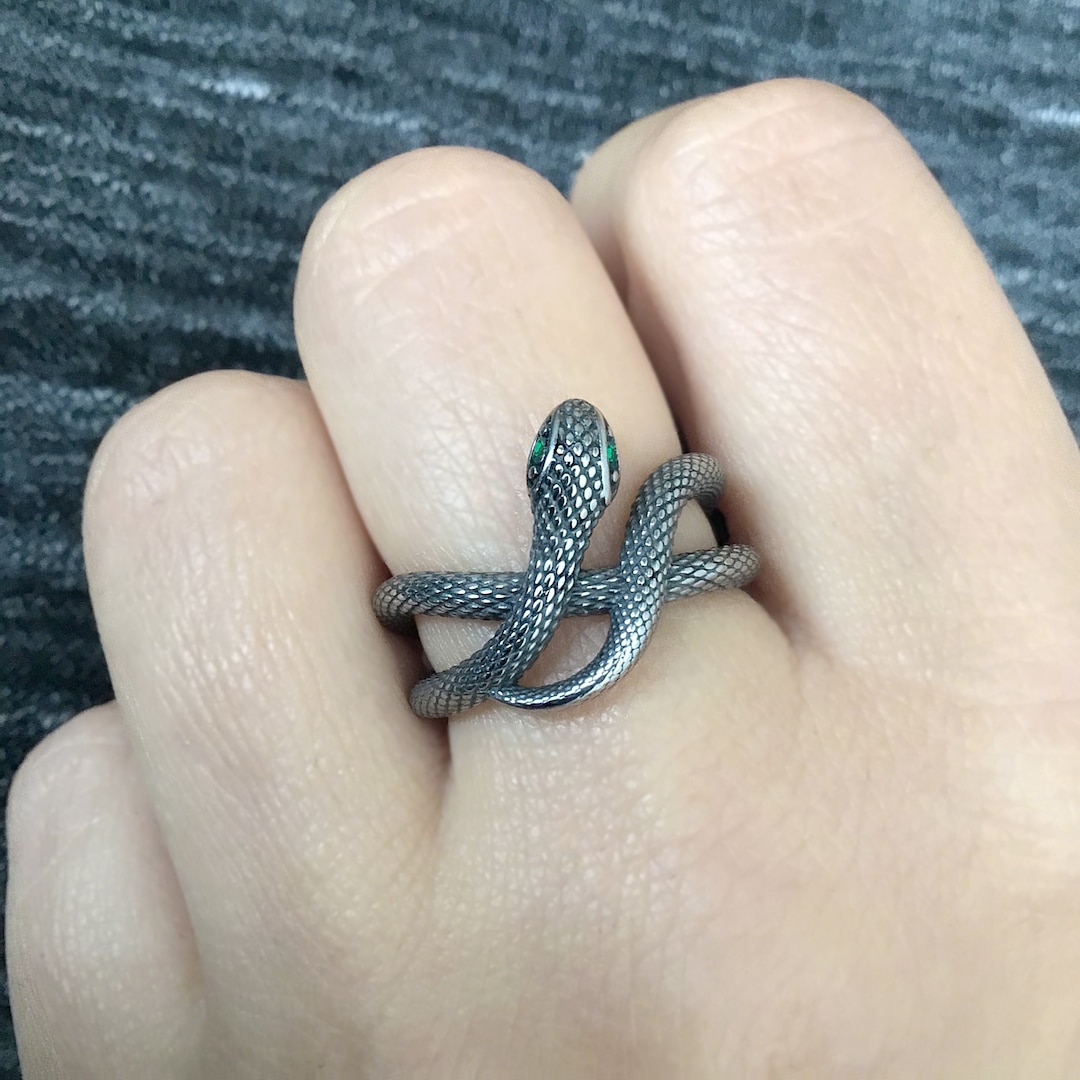 Snake Ring,snake Ring With Emerald CZ Eye, Serpent Ring, Snake Ring ...