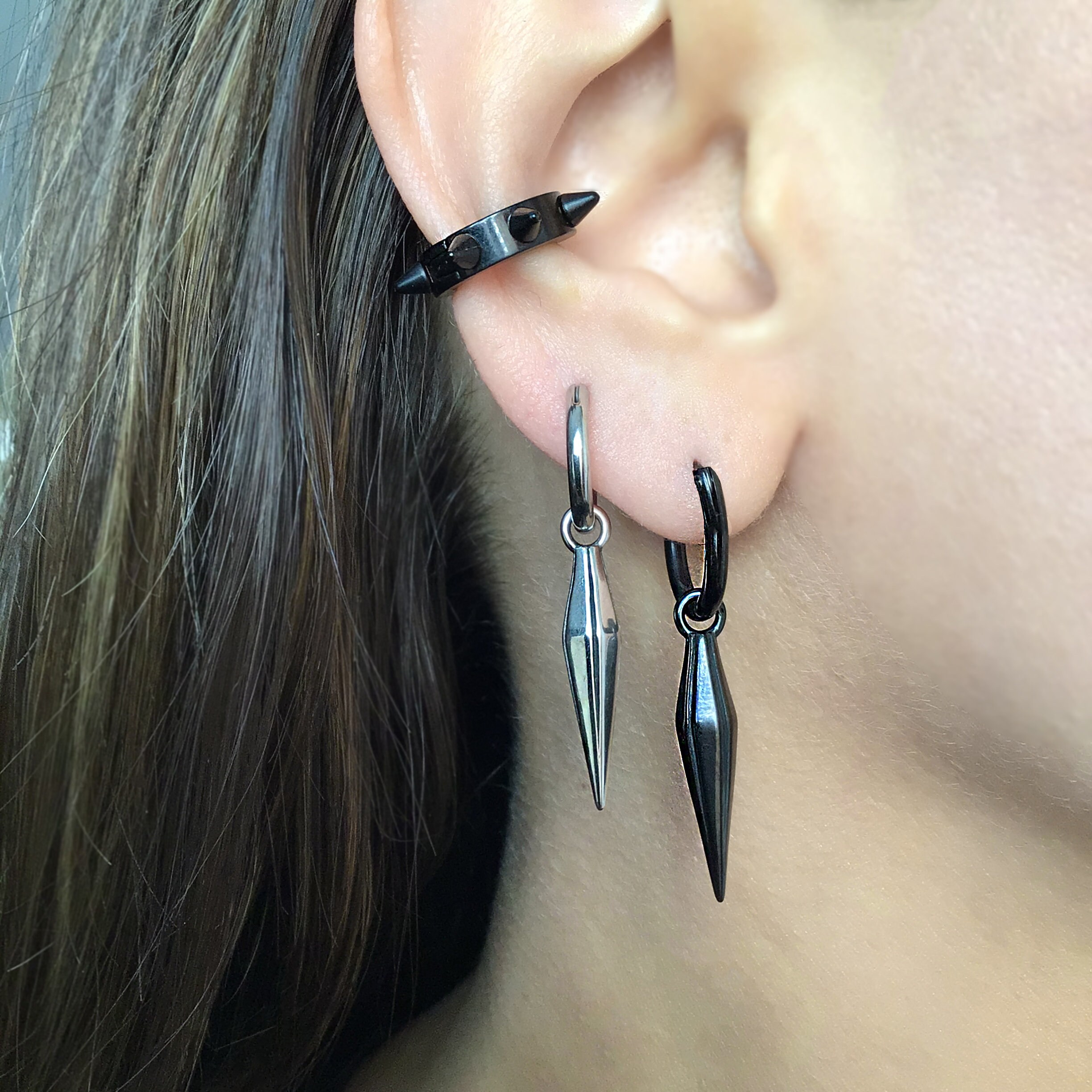 Spike Hoop Earringsspike Earrings Hoop Earrings Gothic | Etsy
