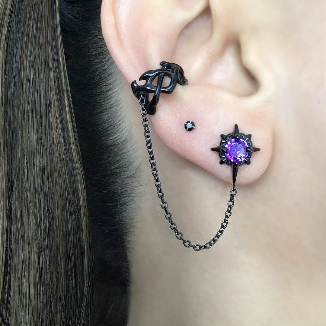 Star Stud With Thorn Ear Cuff , Gothic Ear Cuff, Gothic Earring ...