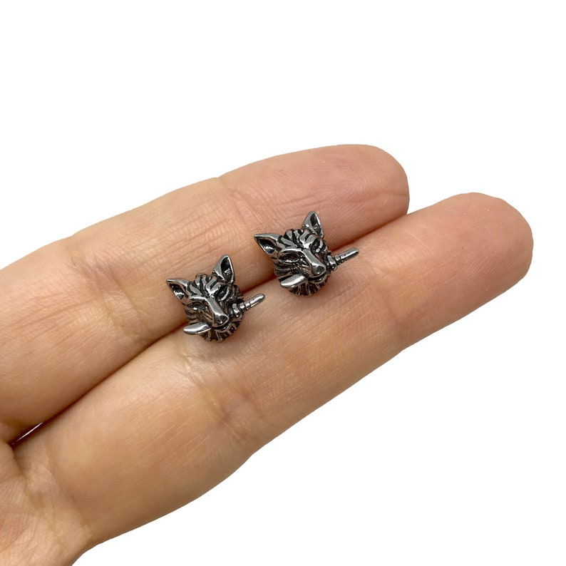 Wolf Earrings Wolf Studs Wolf Jewelry Stainless Steel - Etsy