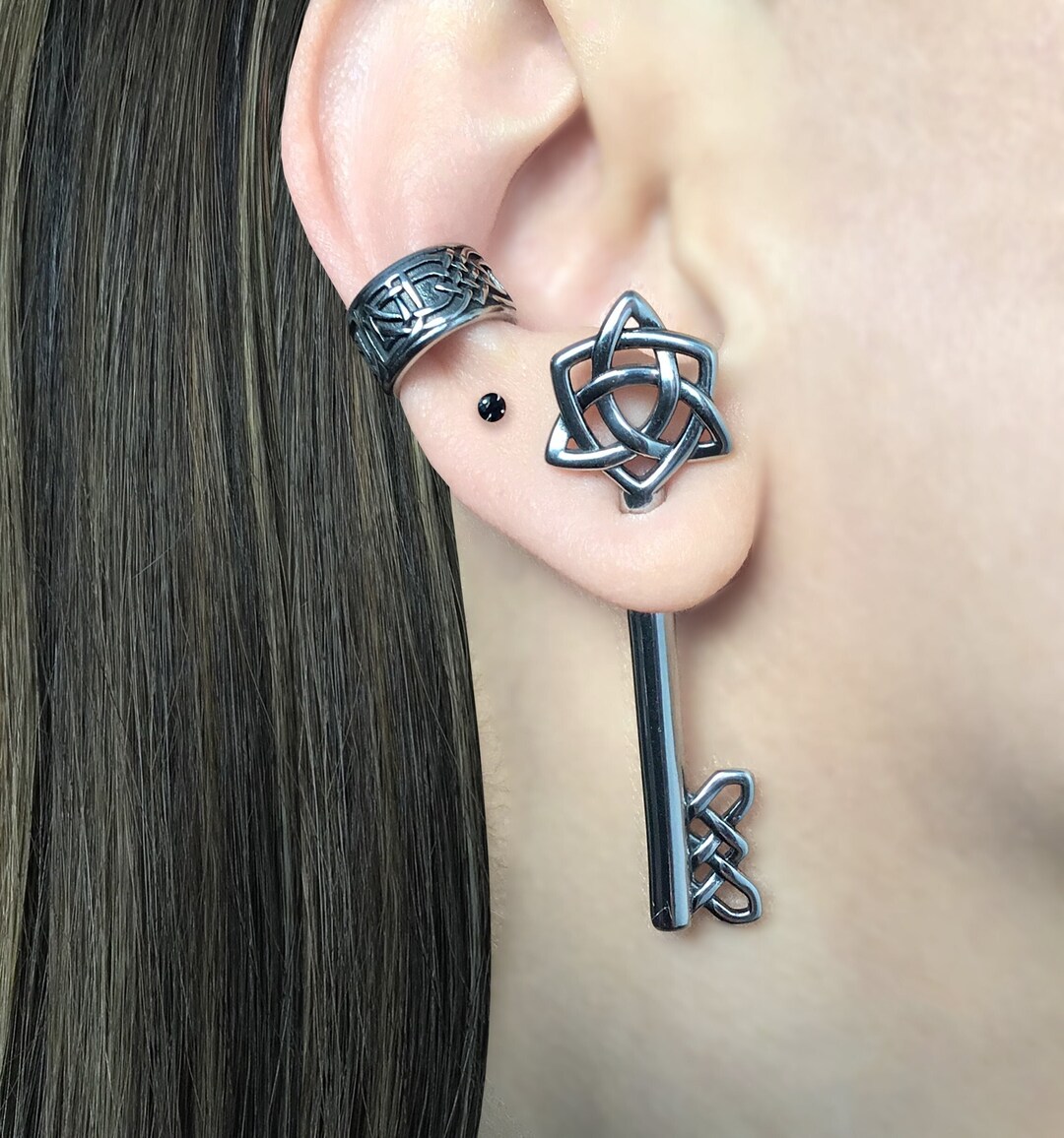 Celtic Key Earrings, Key Earrings, Front Back Earrings, Celtic Jewelry ...