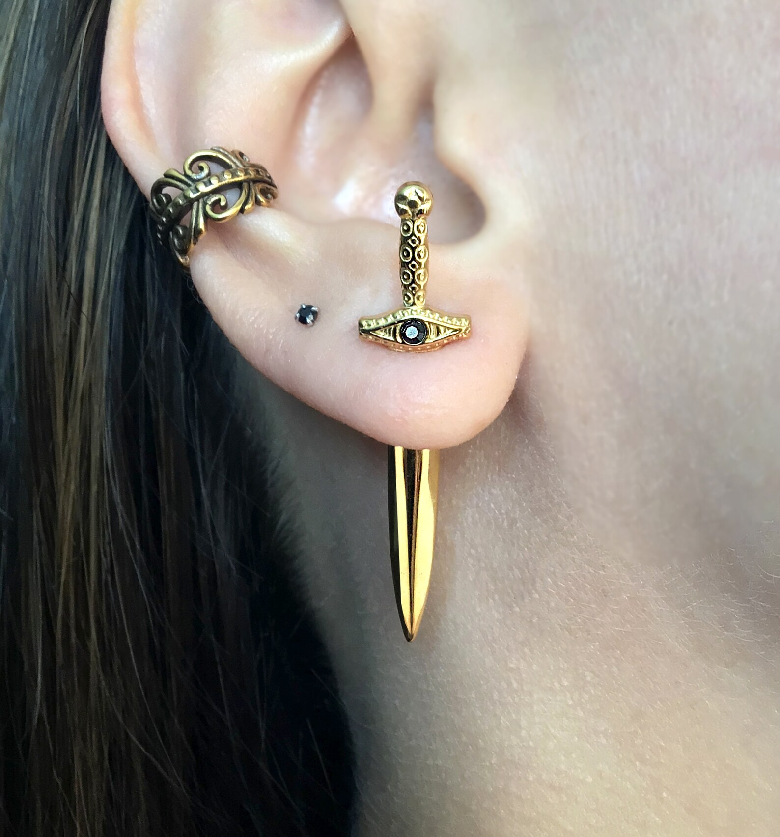 Protection Sword Earrings Dagger Earrings Front Back - Etsy