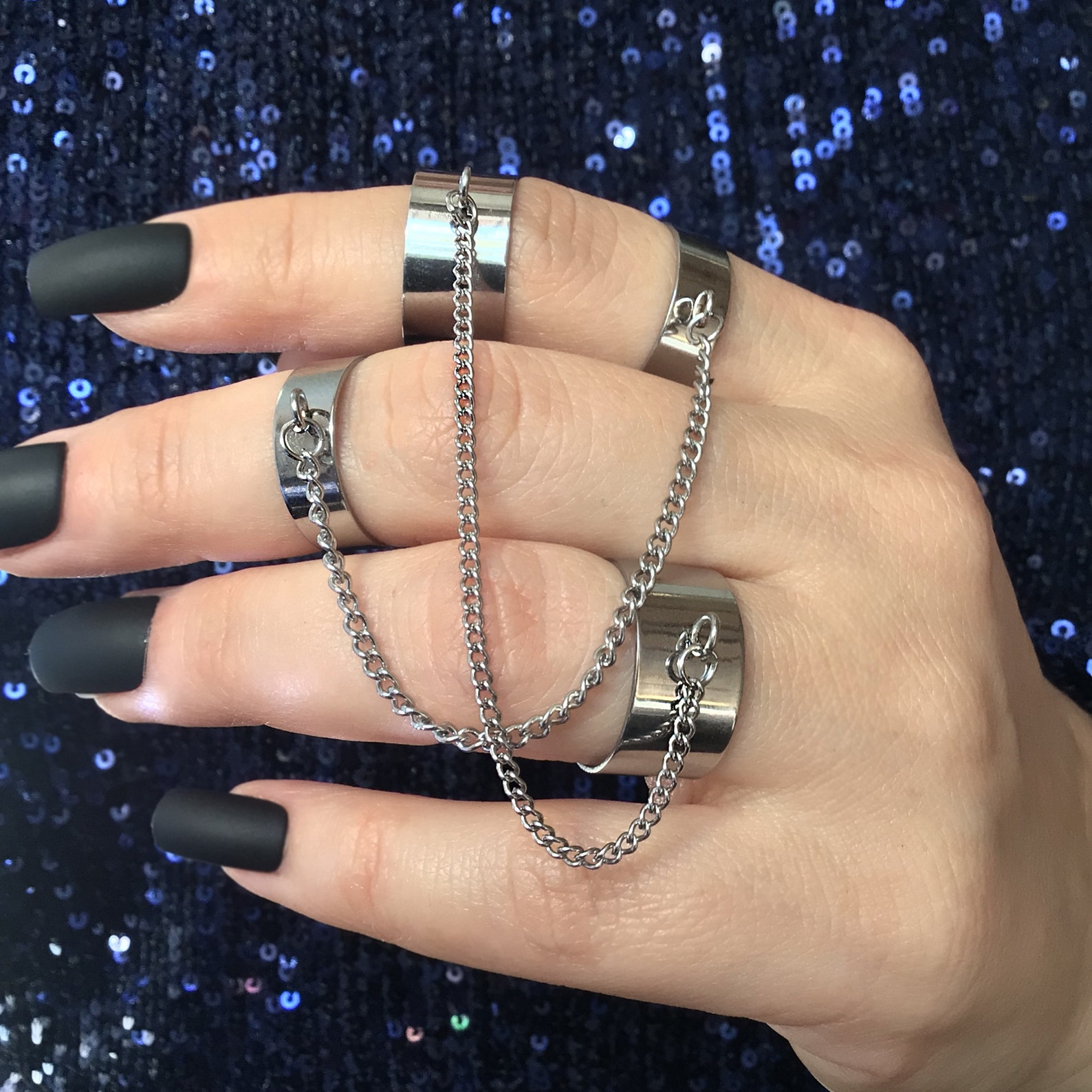 Double Rings With Chain Stacking Rings Open Band Rings - Etsy