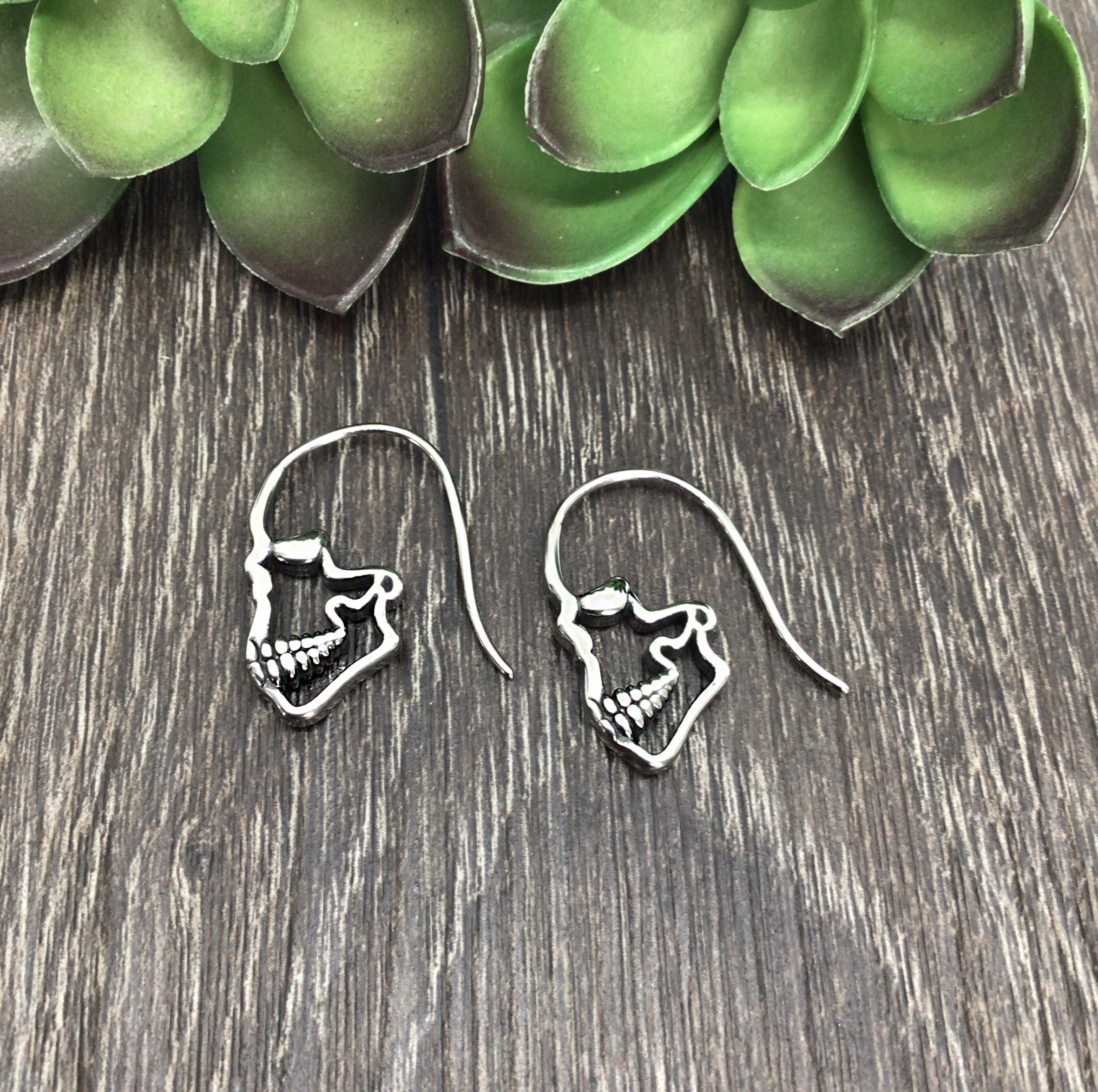 Skull Hoop Earrings Skull Earrings Gothic Jewelry Skull - Etsy