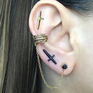 Sword Cartilage Earring With Screw Ball Back, SINGLE Dagger Earring ...