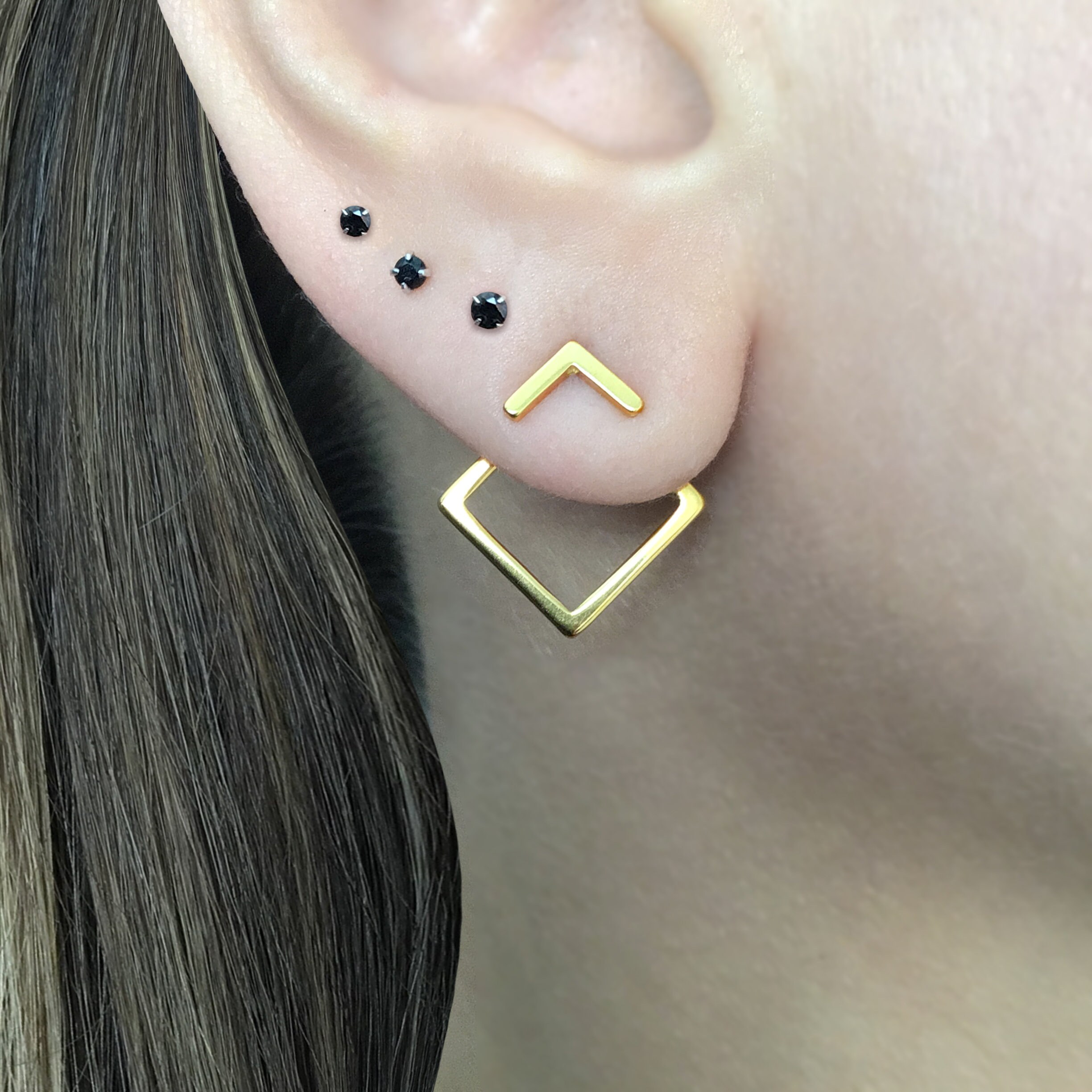 Geometric Chevron Ear Jacket, Stainless Steel Front Back Earrings - Etsy