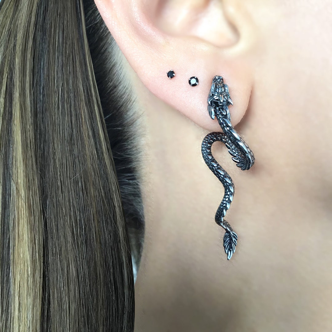 Dragon Earrings,dragon Studs, Gothic Earrings, Dragon Jewelry, Long Earrings, Dragons, Stainless ...