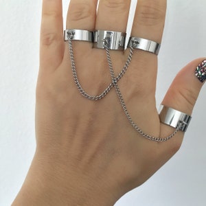 Double Rings With Chain , Stacking Rings, Open Band Rings, Double Rings ...