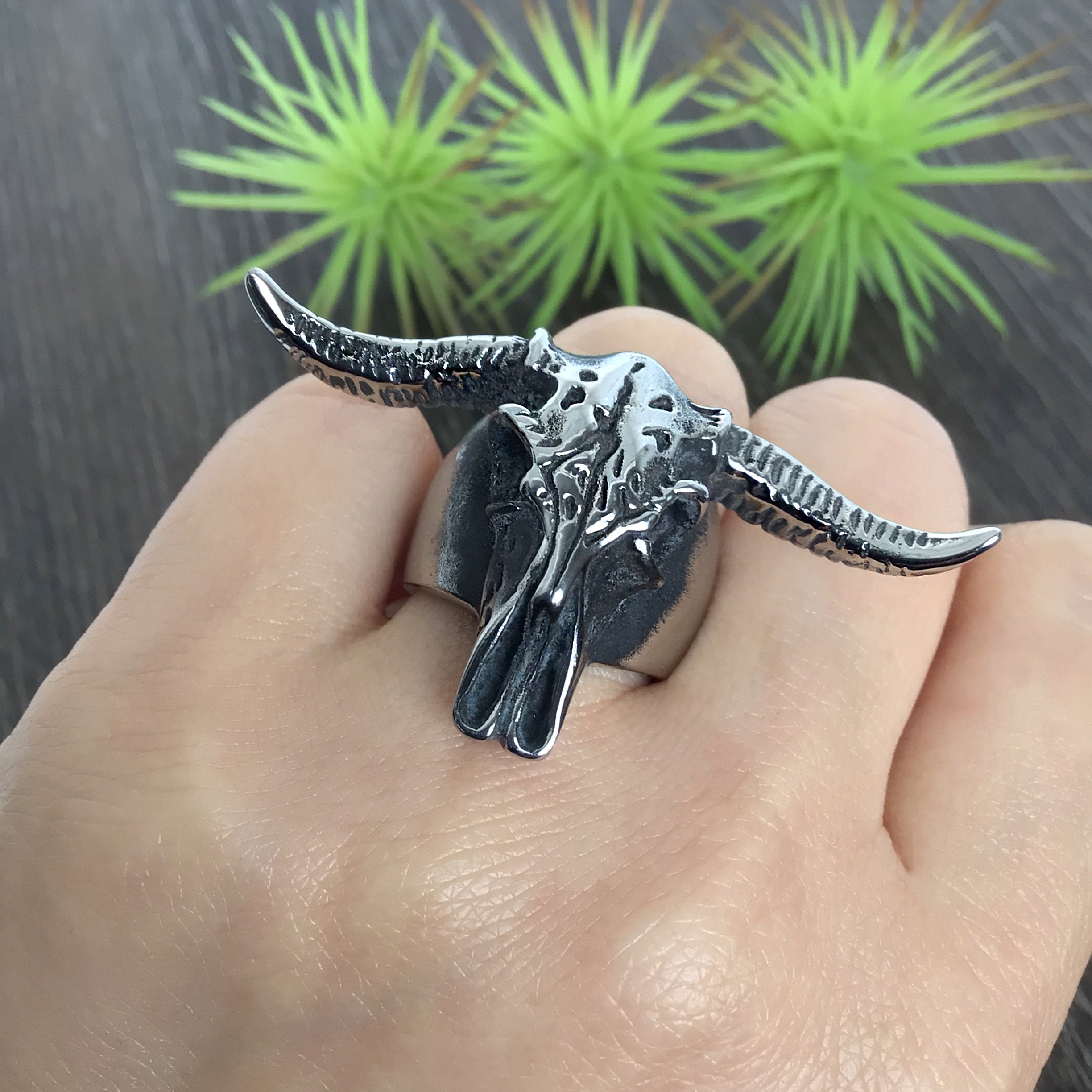 Bull Skull Stainless Steel Ring Ox Skull Ring bull Skull - Etsy