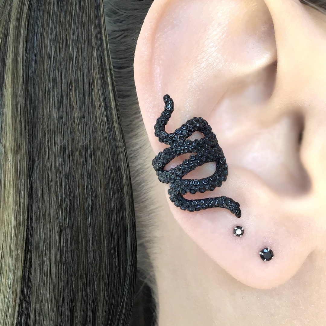 Octopus Ear Cuff, Gothic Ear Cuff, Stainless Steel Earrings, Ear Cuff ...