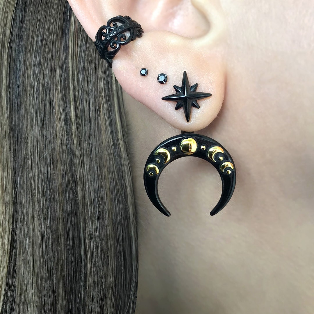Moon Phase Earrings, Star and Moon Earrings, Front and Back Earrings ...