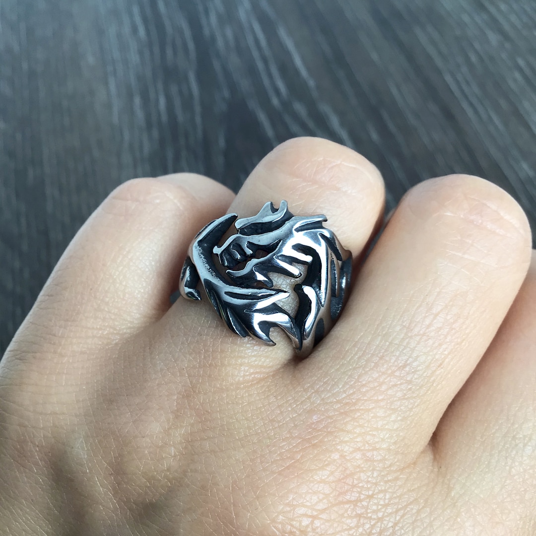 Tribal Dragon Ring,stainless Steel Dragon Ring ,gothic Jewelry, Dragon ...