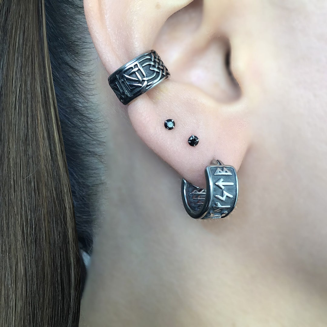 Rune Hoop Earrings, Hoop Earrings, Runes Hoops ,celtic Earrings, Mens ...