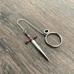 Ruby Red Sword Ring, Dagger Ring, Sword Jewelry, Gothic Ring, Gothic ...