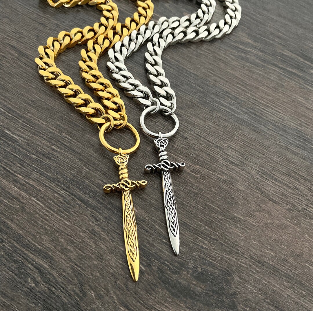 Sword Necklace, Sword Pendant, Sword Jewelry, Dagger Necklace, Dagger ...