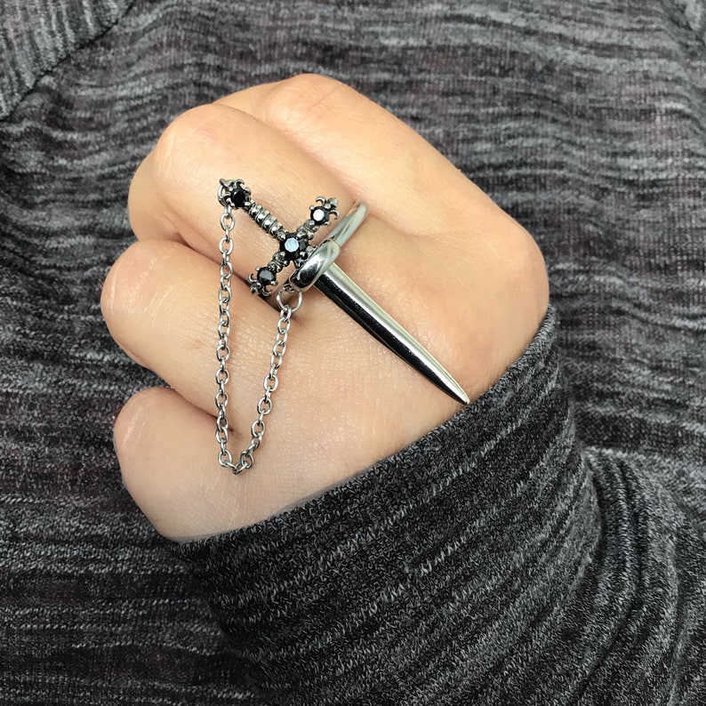 Sword Ring Dagger Ring Onyx Sword Jewelry Gothic Ring - Etsy