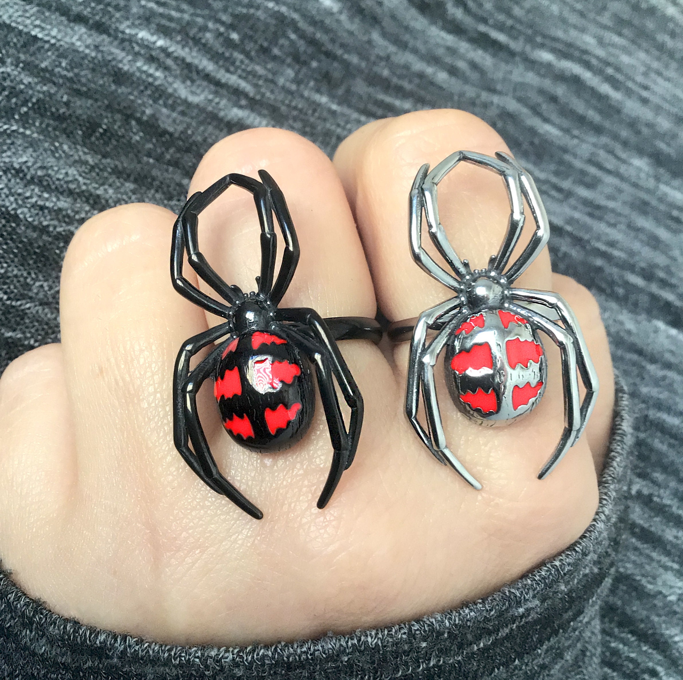 Spider Ring, Red Enamel Ring, Goth Stainless Steel Jewelry - Etsy