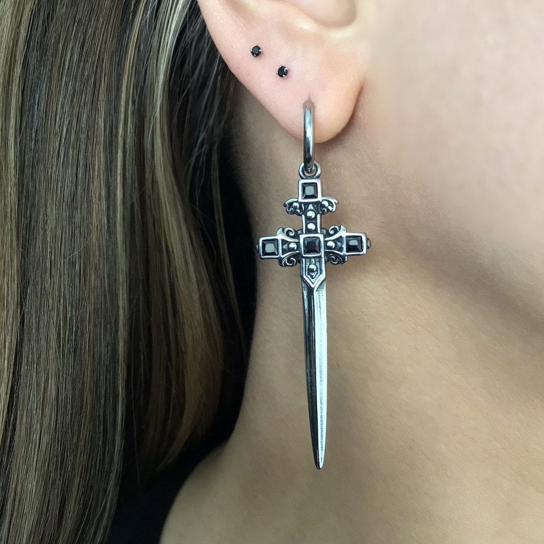 Sword Hoop Earrings,dagger Hoop Earrings,dagger Earrings, Hoop Earrings ...