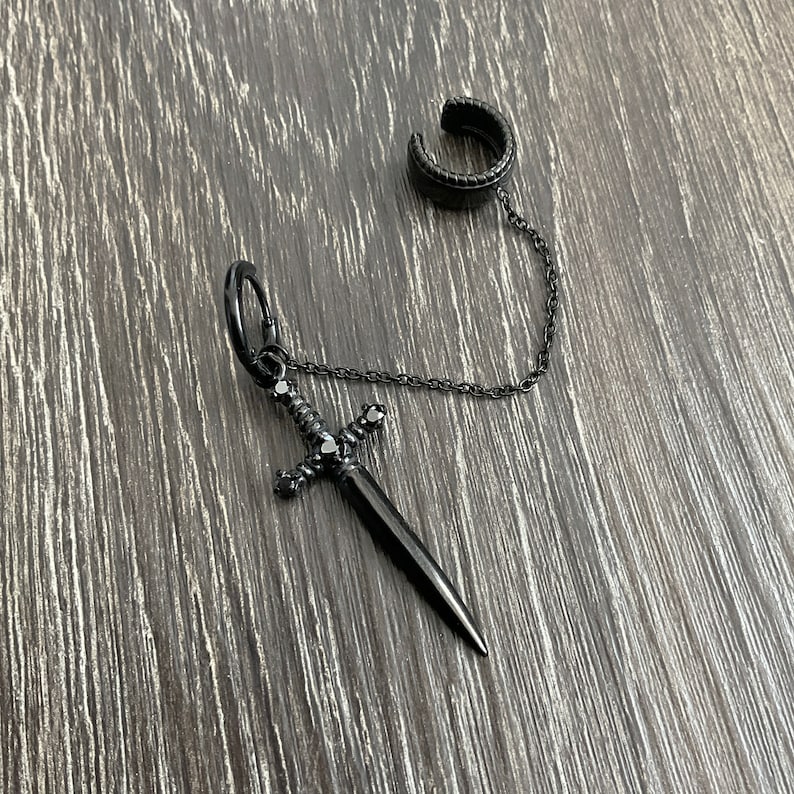 Sword Earring With Ear Cuff Dagger Earring Sword Hoop - Etsy