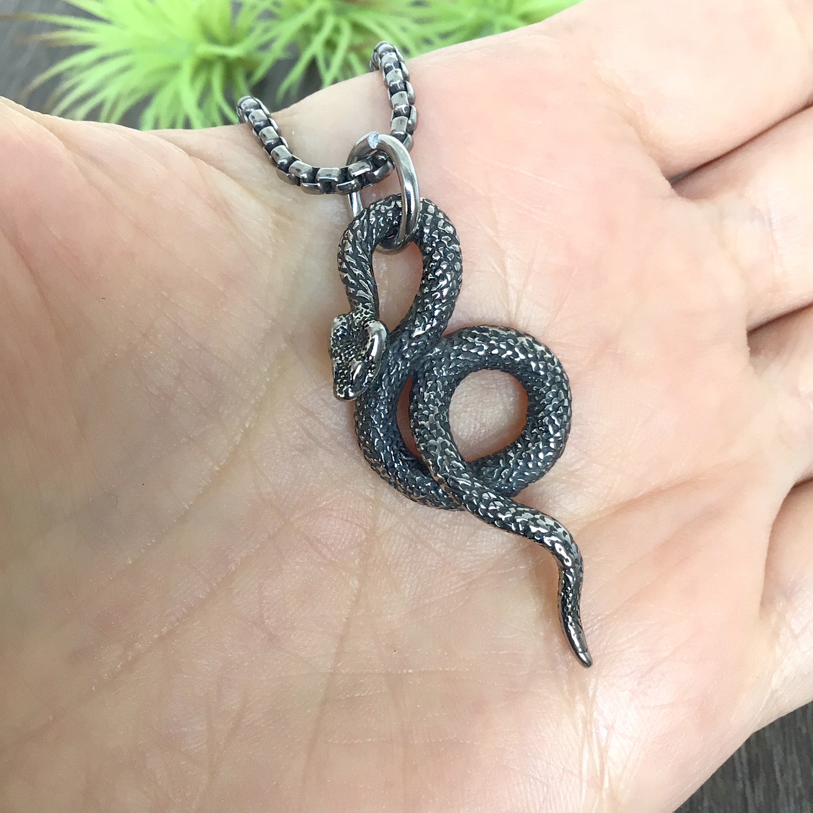 Snake Pendant, Snake Necklace, Stainless Steel Jewelry, Serpent Jewelry ...