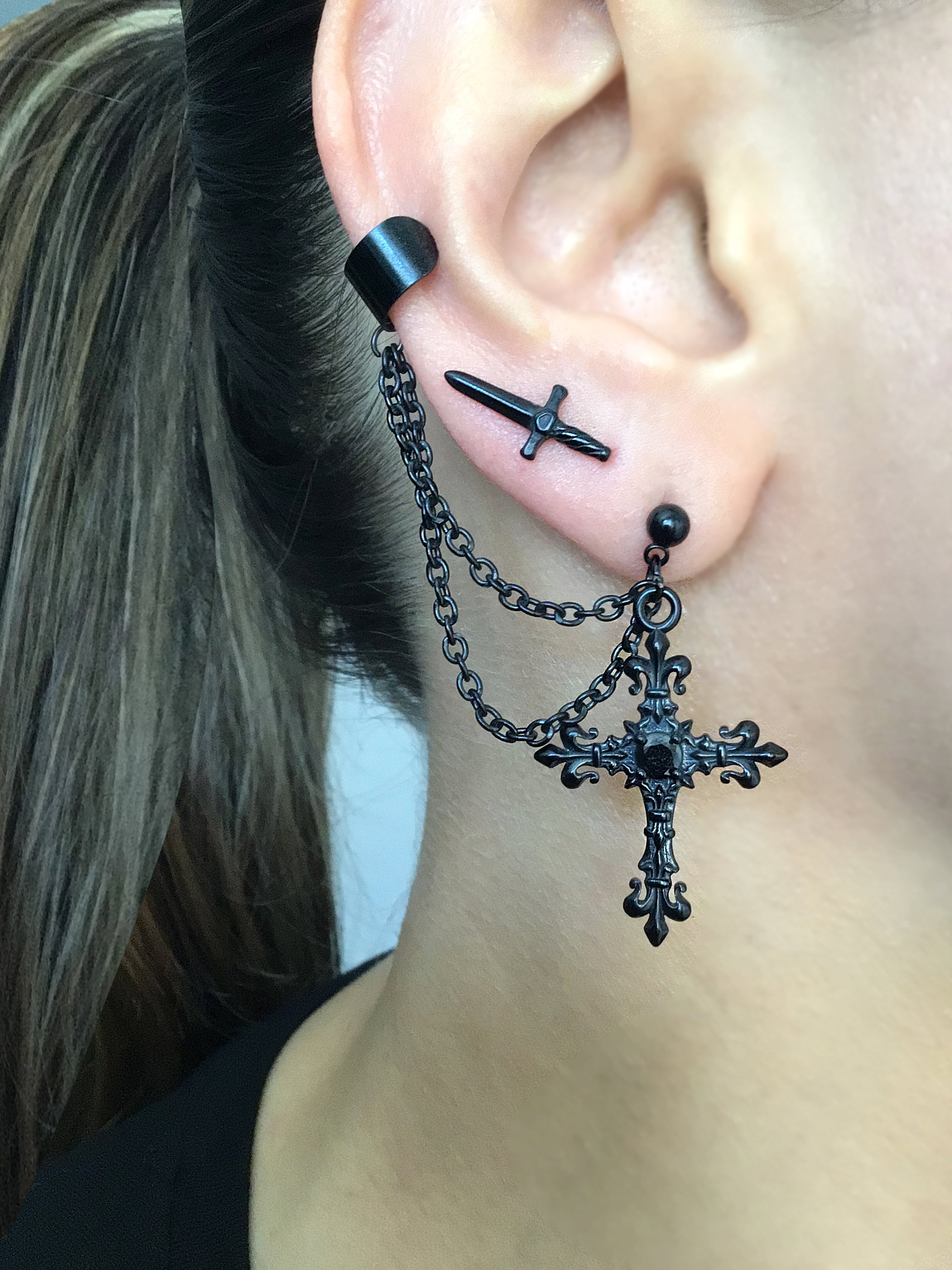 Earrings black cross store