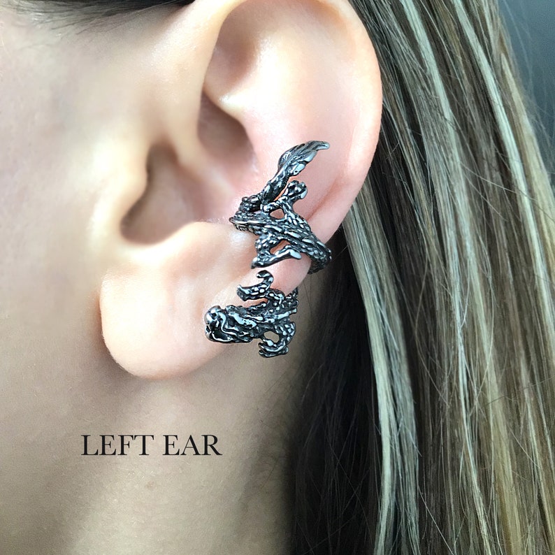 Gothic Dragon Ear Cuff: Stainless Steel Dragon Jewelry - Etsy