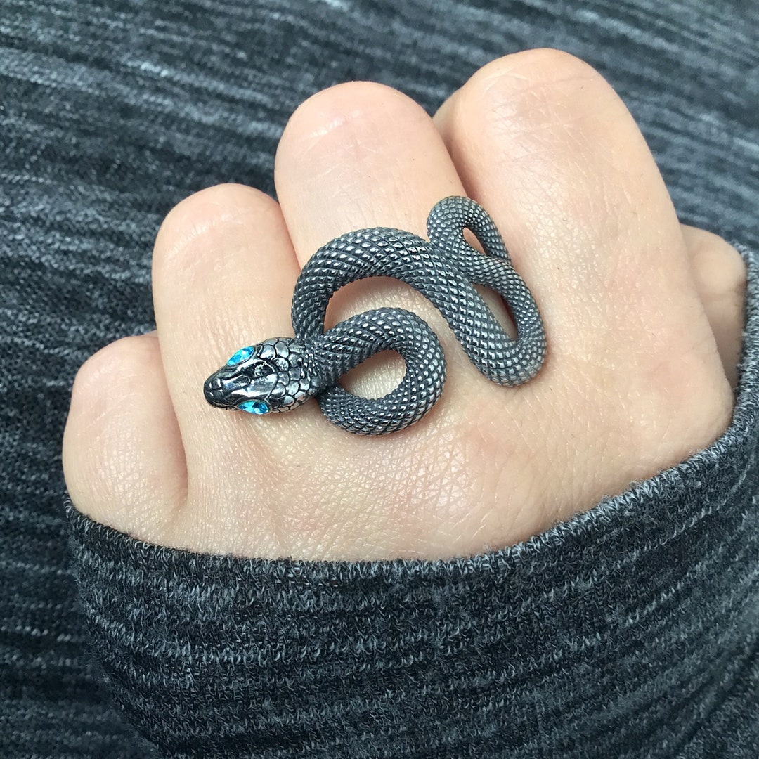 Snake Ring,snake Ring With Eaquamarine CZ Eye, Serpent Ring, Snake Ring ...